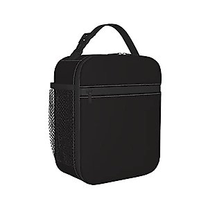 MDMEI Black Lunch Box Insulated Tote Lunch Bag for Adult Women Men Teen Boys Kids, Reusable Durable Freezable Thermal Cooler Bag for School Work Hiking Travel Picnic