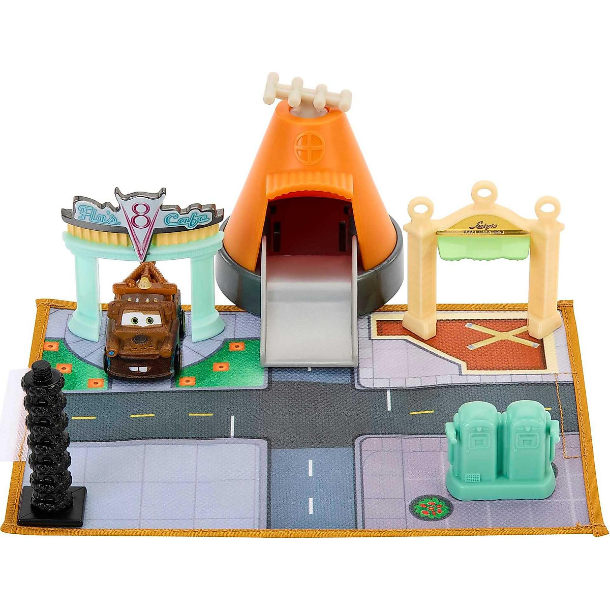 Mattel Disney and Pixar Cars Toys, Mini Racers Dino Park Playset with 2 Mini Vehicles, Accessories & Portable Case