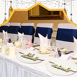 12 Pcs Ramadan Mubarak Wood Cutouts Ramadan Plate Sign Ramadan Kareem Wooden Word Cutouts Eid Mubarak Decorations for Islamic Muslim Home Table Plate Decoration (Vivid Style)