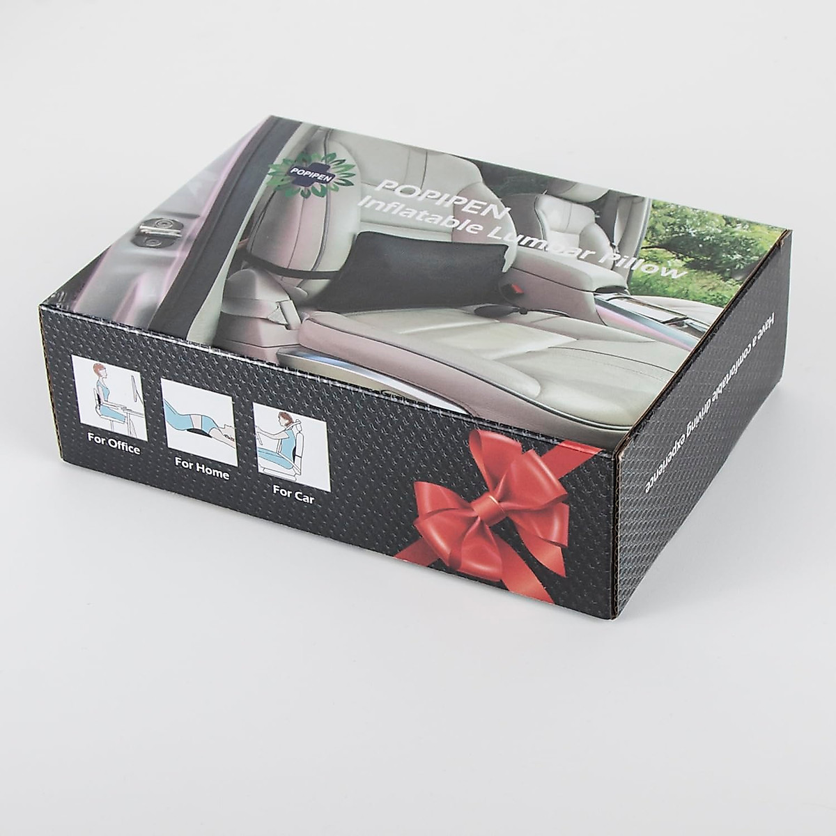 POPIPEN Inflatable Lumbar Support Pillow for Office Chair and Car Seat, Back Support Cushion with Air Pump for Reducing Lower Back Pain