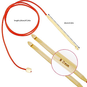 23 Pieces Tunisian Crochet Hooks Kit Including 12pcs 3-10 mm Bamboo Knitting Needle with Bead Carbonized Bamboo Needle + 11pcs 2-8 mm Multi Color Tunisian Afghan Aluminum Crochet Hooks