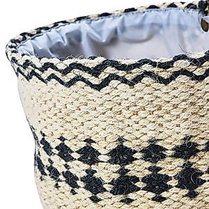Main + Mesa Woven Jute Baskets with Liner, Black/Cream, Set of 2 Sizes