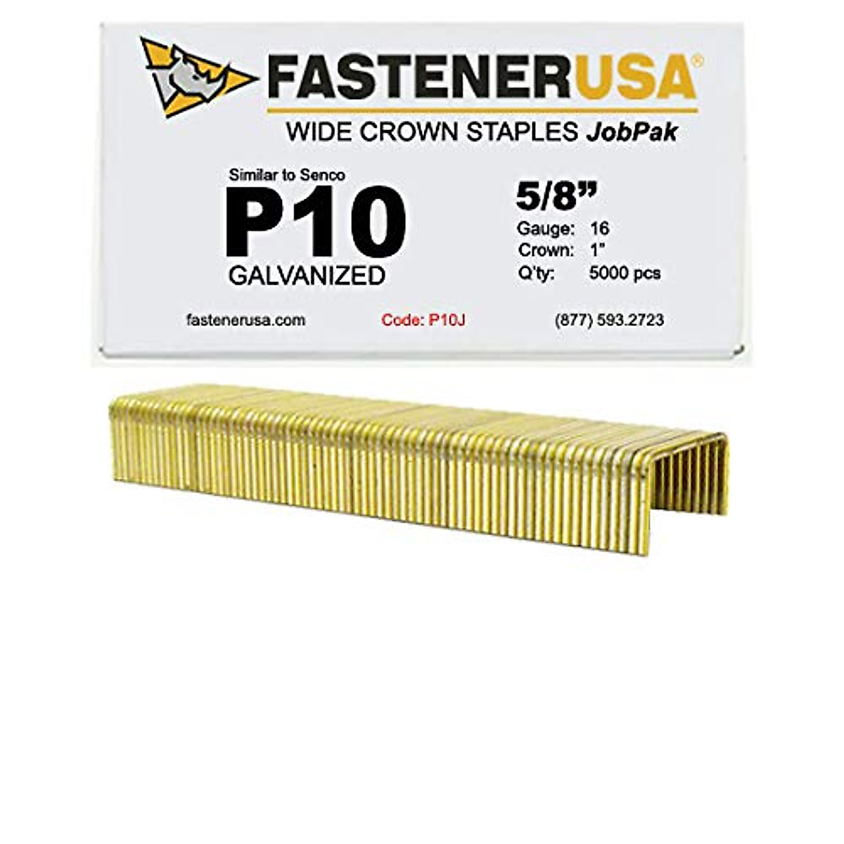 5/8" Leg x 1" Crown 16GA GALV P10 Staples 5,000ct | P10J