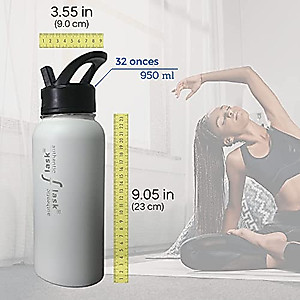 Authentic Flask 32oz Double Vacuum Insulated Water Bottle Wide Mouth w/Stainless Steel and Straw Lids, Reusable and Modern Hydro Thermo 24hs Cold 12hs Hot (BLUE BERRY)