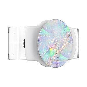 PopSockets: Phone Grip Slide for Phones and Cases, Sliding Phone Grip with Expanding Kickstand, Square Edges - White Opalescent