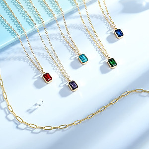 Vrsilver Birthstone Necklace for Women, Layered Gold Necklaces for Women Trendy Emerald Necklaces for Women May Birthstone Necklace for Girls Birthday Gifts for Women Gold Layered Necklaces for Women