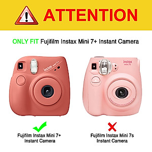 Fintie Protective Case for Fujifilm Instax Mini 7+ Instant Camera - Premium Vegan Leather Bag Cover with Removable Adjustable Strap, Emerald Marble