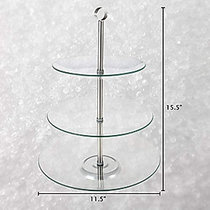 Home 3-Tier Dessert Stand-Tempered Round Glass Display Tower for Cupcakes, Cookies, Fruit, Appetizers–Buffet, Wedding, Party Serveware by Classic Cuisine, Standard, Clear