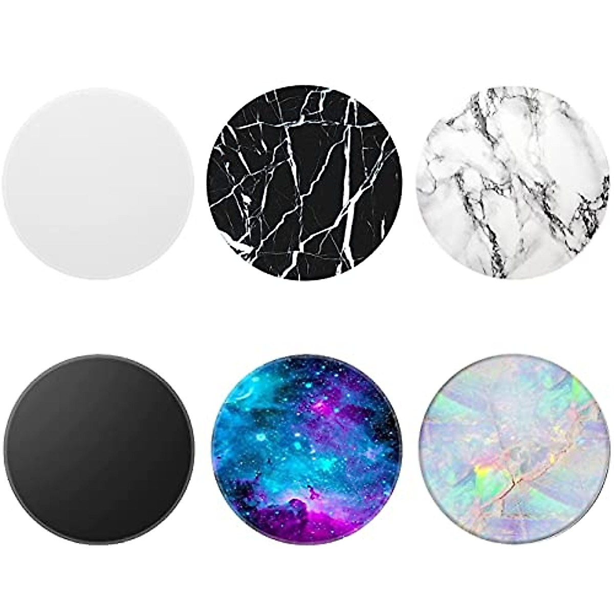 （6 Pack） Cellphone Stand,Cell Phone Finger Foldable Holder Grip for Smartphones and Tablets - Black White Pink Unicorn Blue Galaxy Marble Mandala