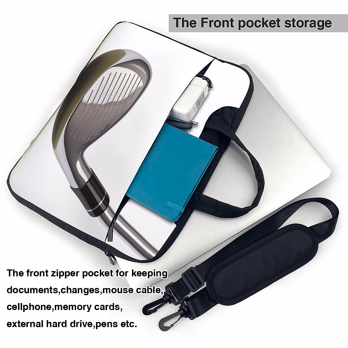 Golf Club Laptop Bag Slim Computer Bag Portable Shoulder Bag Laptop Case Cover For Woman Man 15.6 Inch
