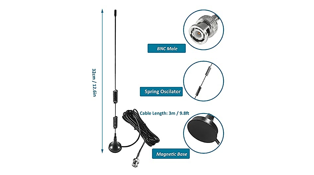 AEDIKO 2pcs Wideband Police Scanner Antenna - 20-1300MHz Range