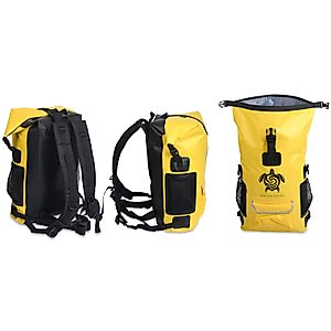 GILI Waterproof Backpack with Roll Top Closure, Easy Access Front Zipper, Side Mesh Pockets & Molle Webbing | Keep Your Gear Completely Dry while Paddle Boarding, Kayaking, Canoeing (28L Black)