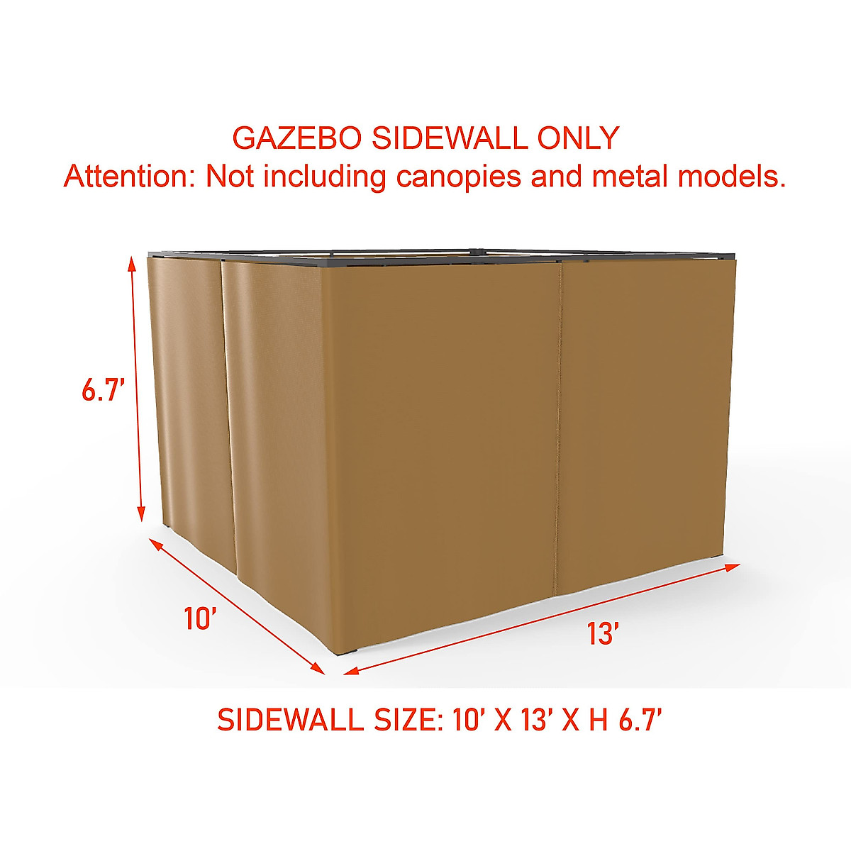 COZYVIDA Gazebo Privacy Curtains Sidewalls 4-Panels Universal Replacement for Patio, Outdoor Canopy, Garden and Backyard Khaki (Only 4 Pieces Curtain) (10' x 13')