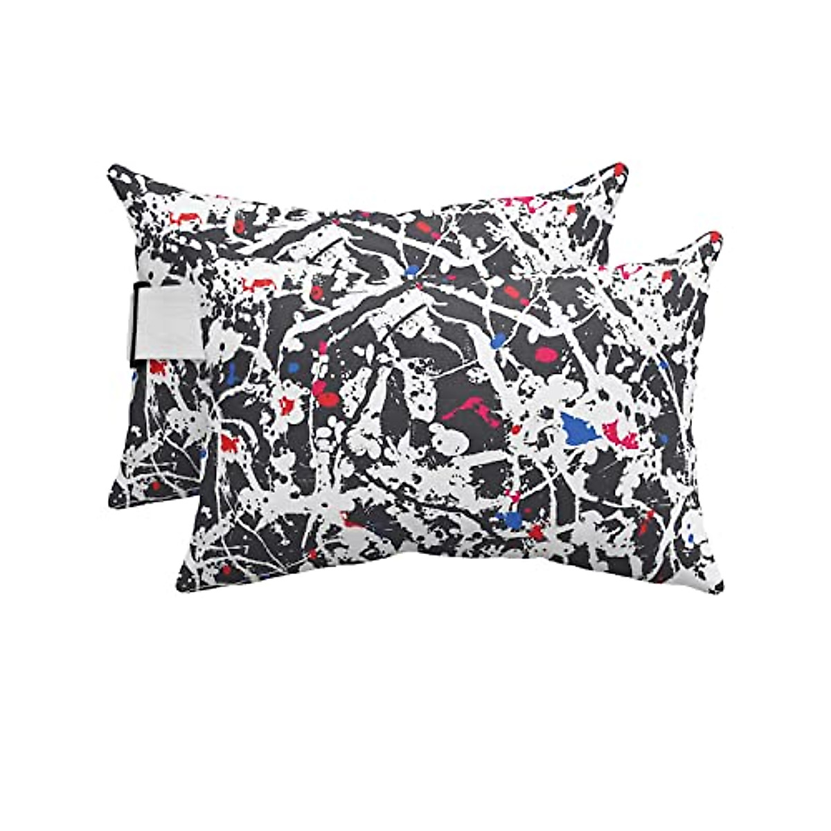 Recliner Head Pillow Ledge Loungers Chair Pillows with Insert Modern Sports Abstract Art Geometry Strips White Gray Lumbar Pillow with Adjustable Strap Patio Garden Cushion for Bench Couch, 2 PCS