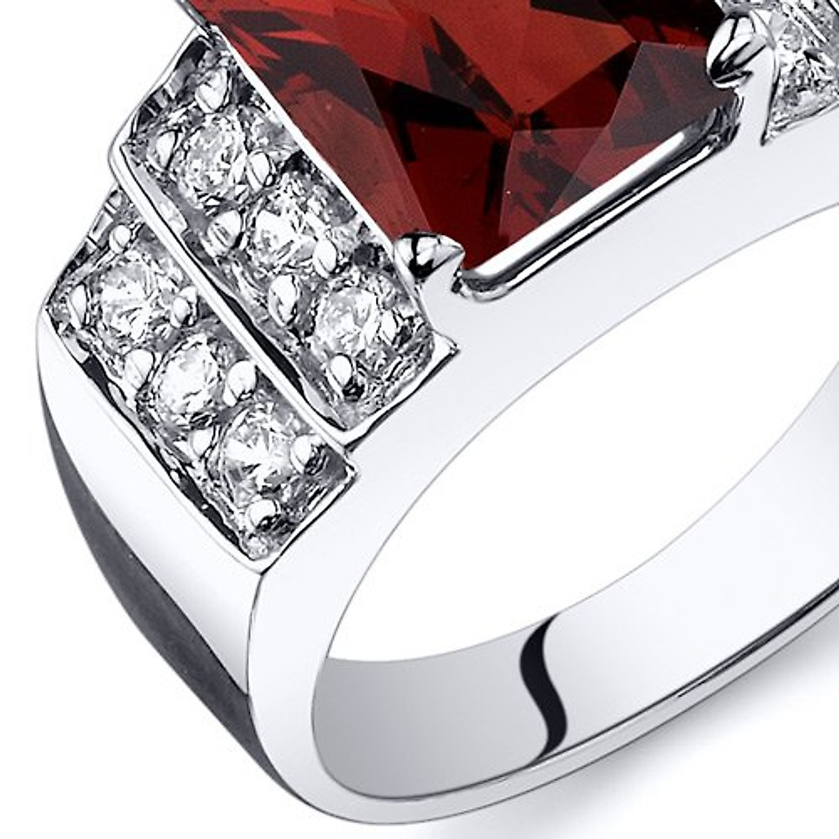 PEORA Garnet Step Ring Sterling Silver 2.75 Carats Size 7