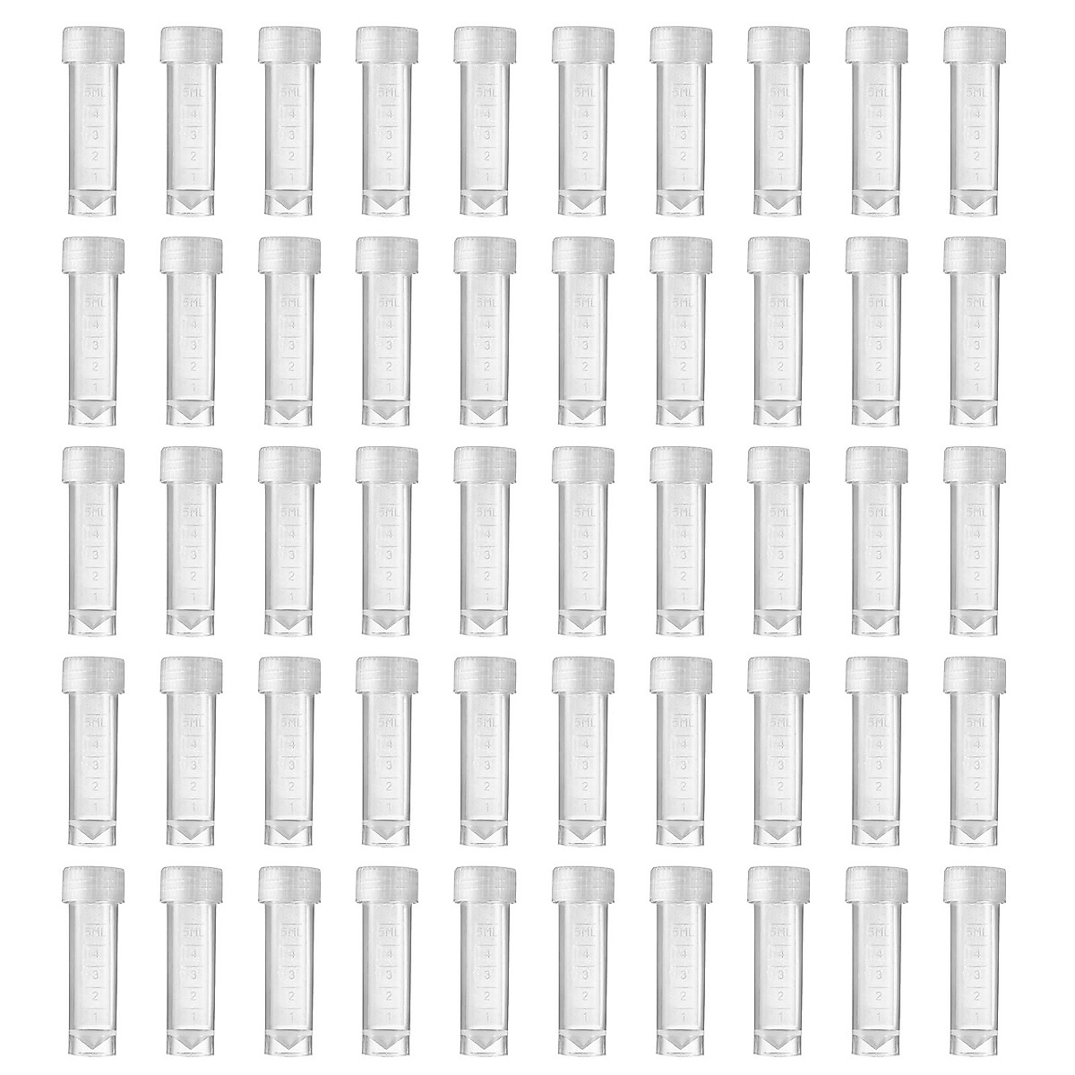 Eowpower 50 Pieces 5 ml Plastic Sample Bottle Vial Storage Container for Laboratory Lab