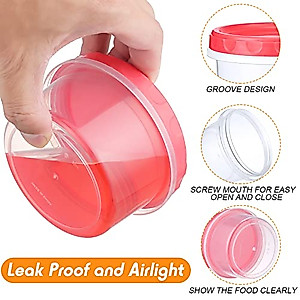 72 Pack 8 oz Twist Top Food Storage Containers with Screw Lids Reusable Freezer Containers Plastic Airtight Deli Food Jars for Food Microwave Dishwasher Leak Proof (Red, Yellow, Green)