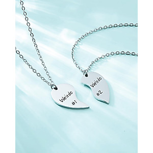 Easyski Girls Friendship Necklace 2 Weirdo 1# Weirdo 2# Split Heart Matching Chains BFF Necklaces 2 Jewelry Gifts for 2 Girl Sisters Best Friend.