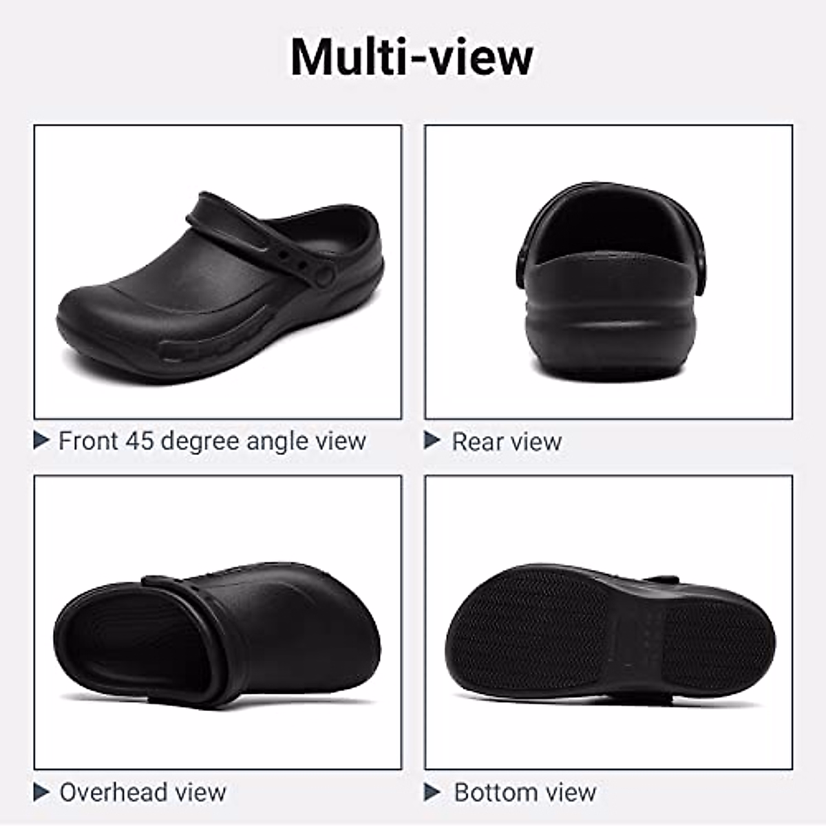 Men Non Slip Chef Shoes, Waterproof Nursing Work Clog for Kitchen, Zapatos para Trabajar En Restaurante De Hombre Black