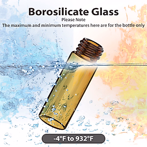 FOUR E'S SCIENTIFIC 100 Pack 4ml Sample Vials, 1 Dram Amber Glass Vials with Black PP Screw Caps, Liquid Storage Glass Thread Bottles, for Lab, Essential Oil, Perfume, Reagents