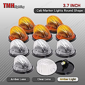TMH 3.3 Inch 5 Clear Lens + 5 Amber Lens Cab Marker Light with T10 Amber LED for Dually C/K C10 C50 C60 C70 Chevrolet K10 K20 K30 Suburban K5 Blazer Pickup Truck 1969-1987