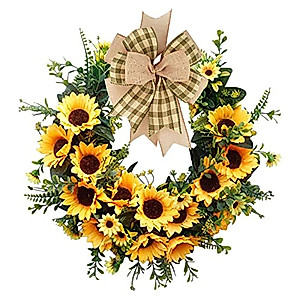 Meseey 2 Pcs 12 x 10 Inch Big Bow Ribbon with Nature Burlap Green Plaid Buffalo Checkered Ribbons and Bow Use for Christmas Gift Wrapping, Party Decoration (Green White )