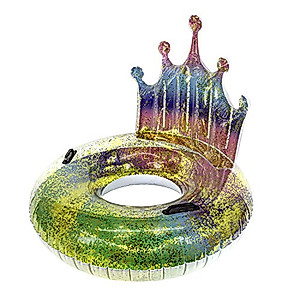 Poolmaster Swimming Pool Float Rainbow Glitter Tiara Tube, Multi Large