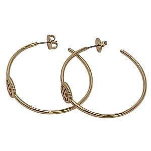 Tory Burch 137720 Tory Gold Tone Rope Logo Women's Hoop Earrings