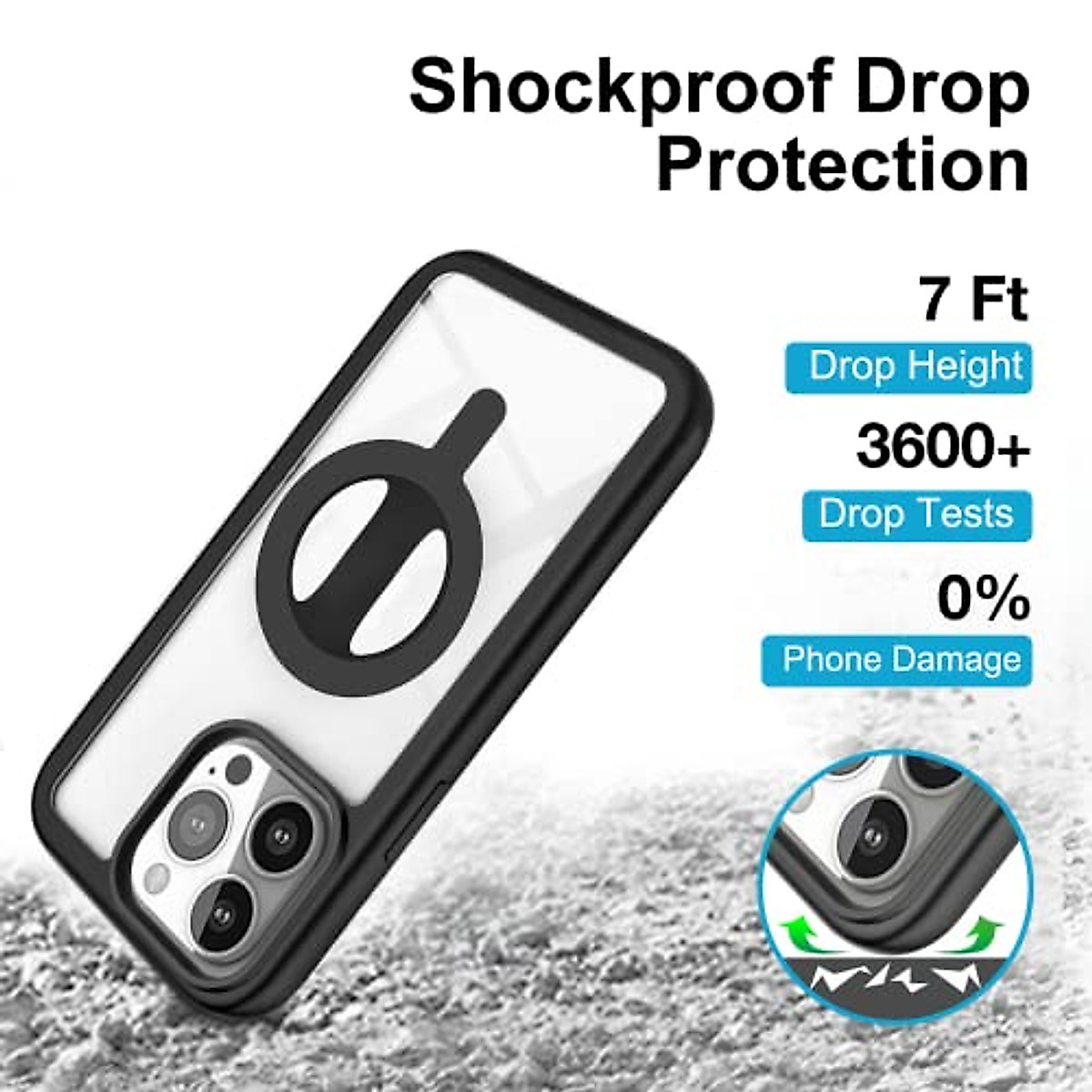 AZALEE iPhone 13 with Silicone Phone Grip, 6.1" iPhone 13 Shockproof Protective Case with 2 Screen Protector Anti-Fall Protective Slim Phone Cover Compatible with MagSafe,Black