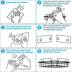 SMARTAKE 2-Pack Corner Shower Caddy 2-Pack 9.9 Inches Shower Caddy, Wall Mounted Bathroom Shelf with Adhesives