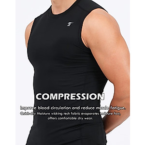 TELALEO 5 Pack Men's Athletic Compression Shirts Sleeveless Workout Tank Top Sports Base Layer Running Basketball White/Black S