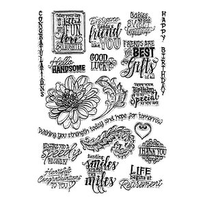 Blessing Words Flowers Leaves Clear Stamps for Card Making Decoration DIY Scrapbooking, Transparent Rubber Seal Stamps for Photo Card Album Crafting Supplies.