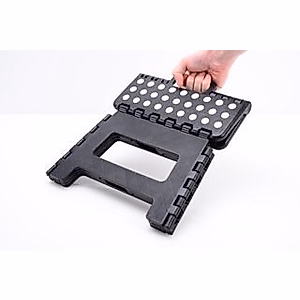 StepSafe Non Slip Folding Step Stool For Kids and Adults with Handle- 9 in Height, Holds up to 300 Lb! (black)