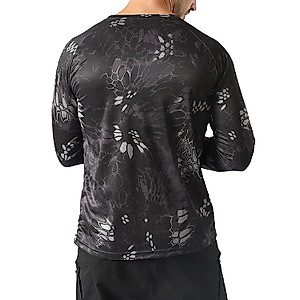 Bethspec Moisture Wicking Long Sleeve T-Shirt for Men UV Sun Protection Athletic Shirts Hiking Cycling Running (2XL, Python Black)