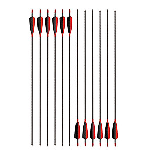 MS JUMPPER Archery Carbon Arrows 400 Spine with 4” Real Feather Fletching 100 Grain Points for Compound Recurve Longbow (12 Pack) (30 Inch Arrows)