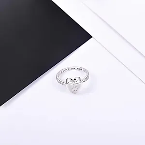Fookduoduo 925 Sterling Silver Paw Print Urn for Ashes I Carry You with me Cremation Jewelry Dog Cat Claw Urn Finger Ring for Pet Lovers(Silver 7)