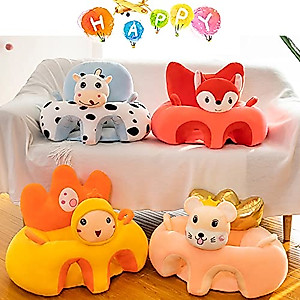 Baby Sitting Chair Cover Animal Shaped Kids Learning Sitting Chair Cover Support Sofa Infant Plush Seats Baby Sofa Seat Cover for Toddlers - Without Filled Cotton (D)