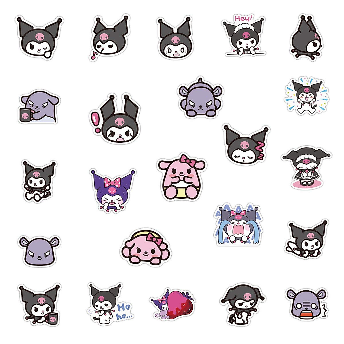 Kuromi Stickers for Laptop and Computer【50 PCS】Anime Cartoon Waterproof Vinyl Stickers for Water Bottle Car Bumper Luggage,Cute Graffiti Decals for Teens Girls Boys (Kuromi)