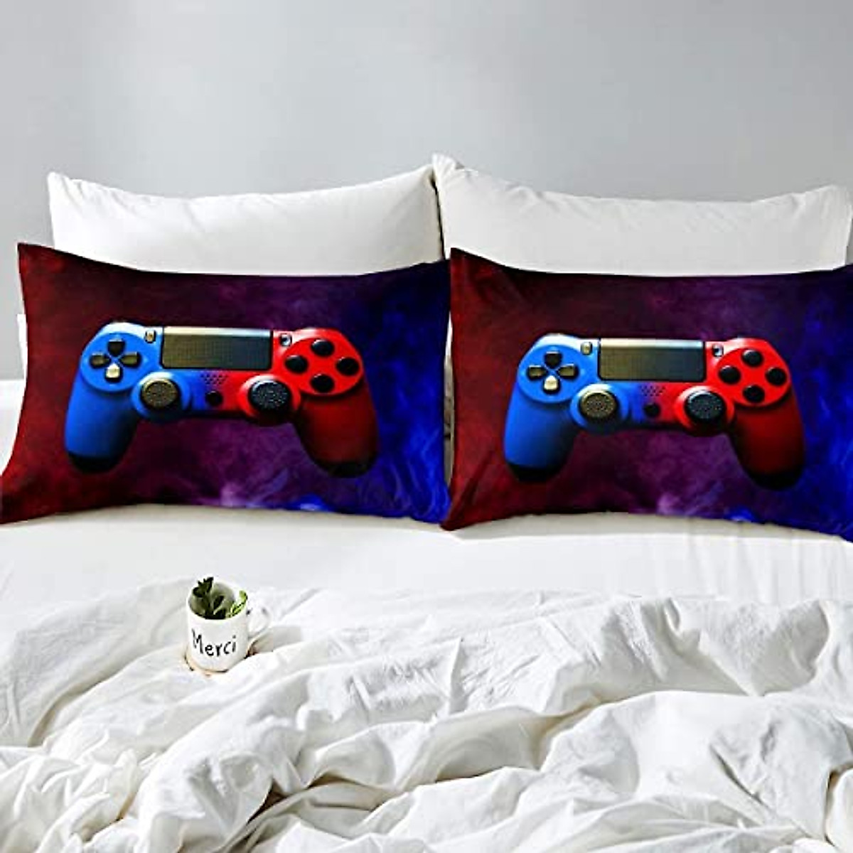 BXCLGM Gamepad Duvet Cover,Game Controller Bedding Set,HD Digital Printing Pattern,Soft and Warm,an for Family,Loved by Gamer (Gamepad 7,Twin)