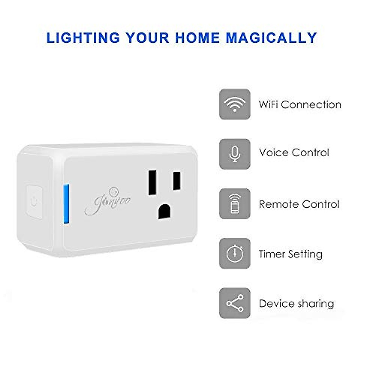 2pack Wi-Fi Smart Plug Wireless Mini Outlet with Schedule,Remote Control Your Devices,Occupies Only One Socket, Compatiable with Alexa Echo & Google Home Assistant, Timing Function