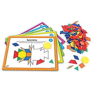 Learning Resources Pattern Block Math Activity Set, Math Games for Kids, Educational Games, Preschool Math, Montessori, 144 Pieces, Age 5+