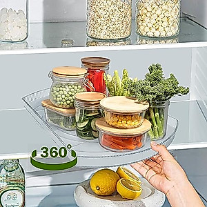 Lazy Susan Storage Turntable for Refrigerator, 16.5'' Transparent Swivel Fridge Lazy Susan Turntable Organizer, Lazy Susan Turntable for Fridge, Pantry, Cabinet, Dining Table, Kitchen (Clear)