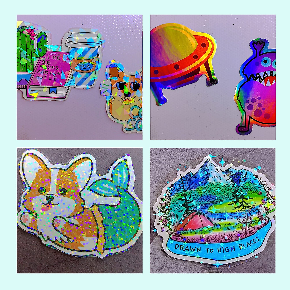 25 Sheets A4 Size (8.25”x11.7“）Holographic Sticker 5 Styles Mixed Clear Adhesive Laminted Film Holographic Overlay No need Machine