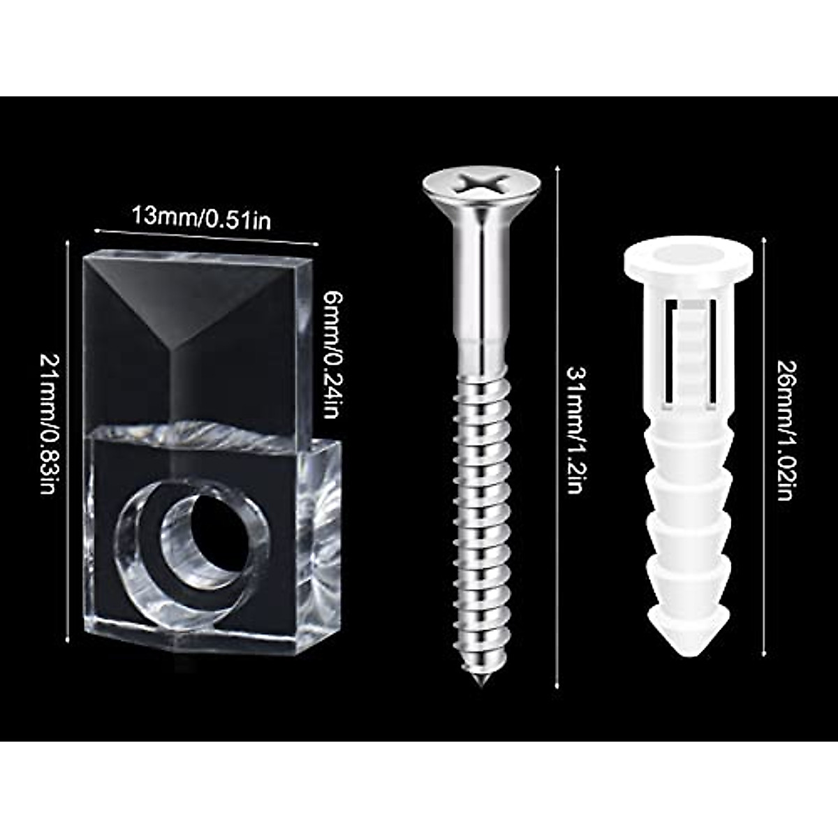 BAGTeck 22 Sets of Mirror Holder Clips Kit，Crystal Clear Plastic Mirror Clip, Mirror Holder Clips Glass Retainer Clips Kit，Mirror Hanging kit with Screws and Fixed Mirror Box Door