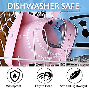 Waterproof Bibs for Toddlers - Silicone Bib –Fits Up to 6 Years Old (Blue Suit)