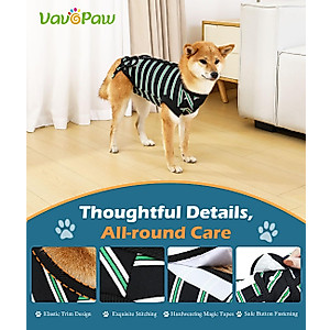 VavoPaw Dog Surgery Suit, Soft Breathable Dog Onesie for Surgery, Dog Bodysuit for Female Male Puppies, Puppy Cone E-Collar Alternative for Wounds Skin Diseases After Surgery, XXXL Black Stripe