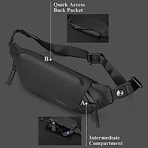 Kingsons Compact EDC Tech Sling Bag for Men, Waterproof Crossbody Bag Chest Shoulder Backpack with Magnetic Closure, Everyday Carry Bag for Travel, Work, Sport