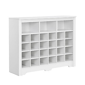 Goohome Sleek Design 24 Shoe Cubby Console, Modern 5-Tier Storage Shoe Cabinet with Curved Base, Versatile Sideboard for Hallway, Bedroom, Living Room, Space-Saving