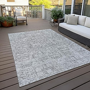 Addison Rugs Chantille ACN611 Gray 9' x 12' Indoor Outdoor Area Rug, Easy Clean, Machine Washable, Non Shedding, Bedroom, Living Room, Dining Room, Kitchen, Patio Rug