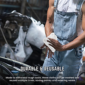 100% Cotton Terry Towels Cleaning Cloths Pack of 50 (12x12 Inches) White Cotton Terry Cloth Bar Rags White Bar Towels, Multipurpose High Absorbent Terry Towels for Cleaning Auto Detailing or Painters